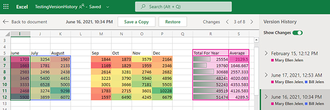 Excel: Improvements to Version History | IMA